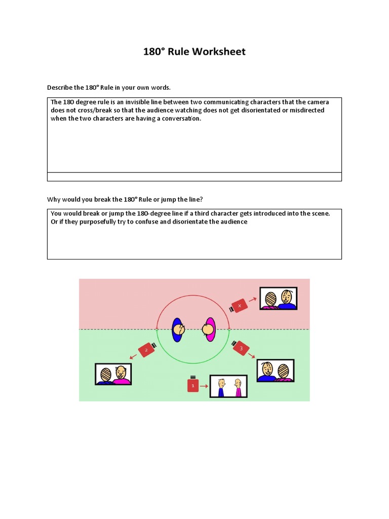 180 Degree Rule Worksheet | PDF | Batman | Camera