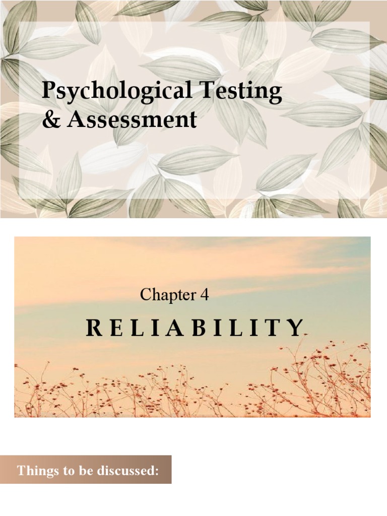 Psychological Assessment - Reliability & Validity | PDF | Validity ...