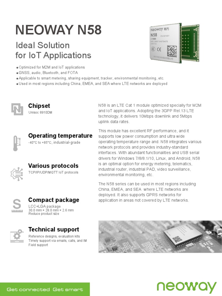 Neoway N58: Ideal Solution For Iot Applications | PDF | General Packet ...