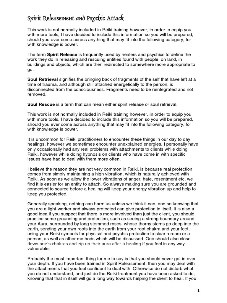 Spirit Releasement and Psychic Attack | PDF | Soul | Psychology