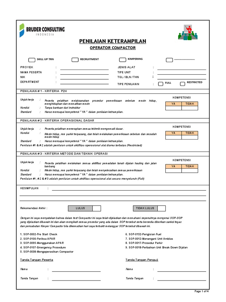 Kompetensi Operator Compactor | PDF