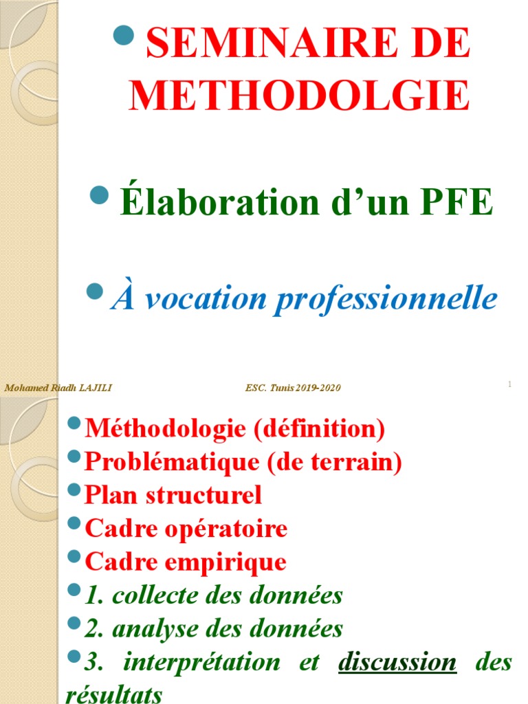 LAJILI Mohamed Riadh - Sem.méthodologie - pfe.ESC. | PDF | Analyse des données | Psychométrie