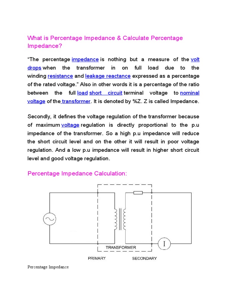 What Is Percentage Impedance | PDF | Electrical Impedance | Transformer