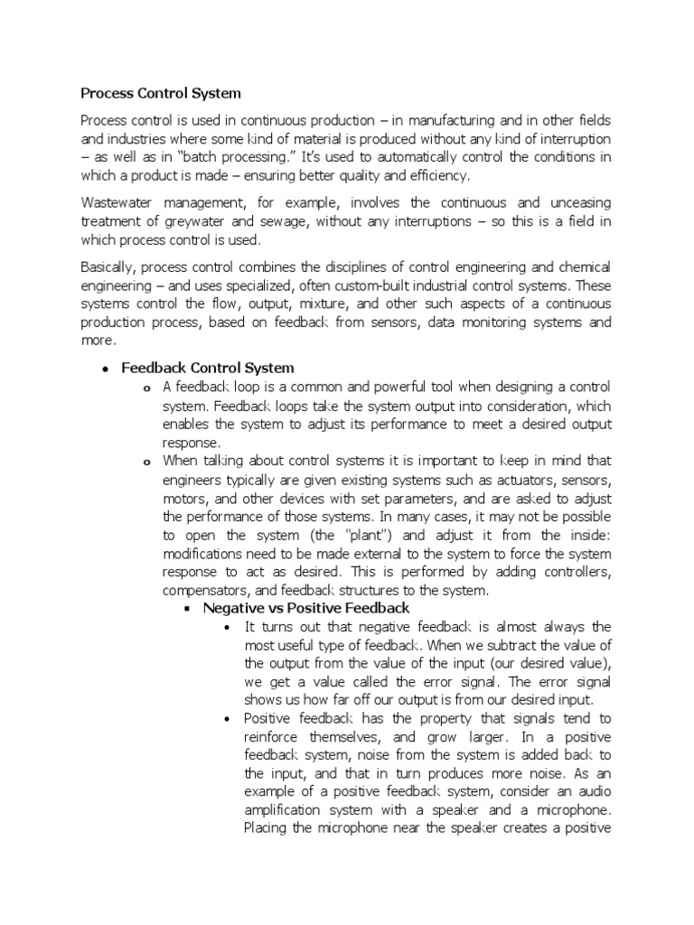 Process Control Systems | PDF | Control Theory | Control System