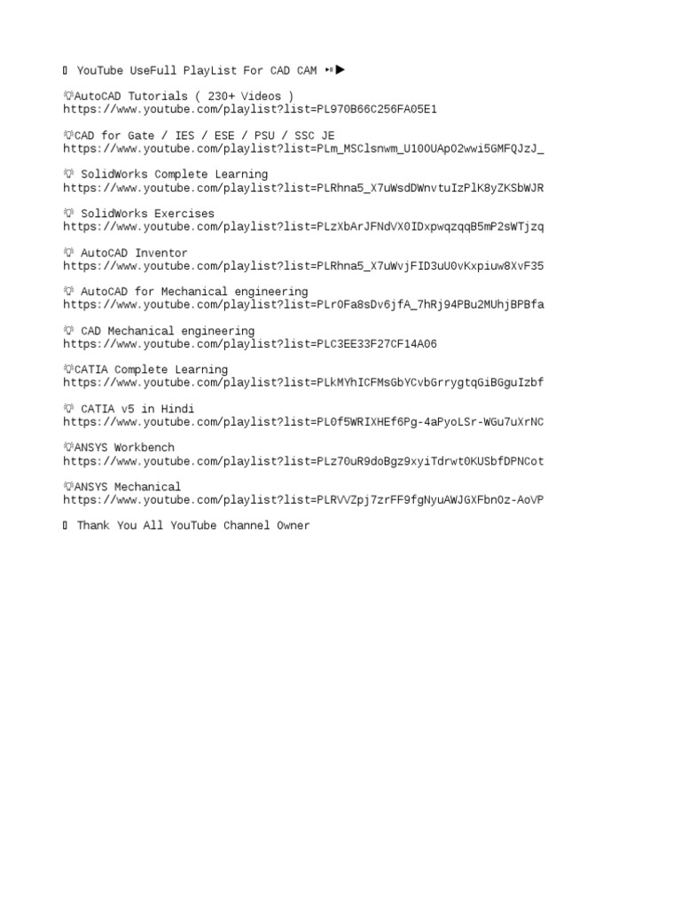 YouTube UseFull PlayList For CAD CAM | PDF | Business