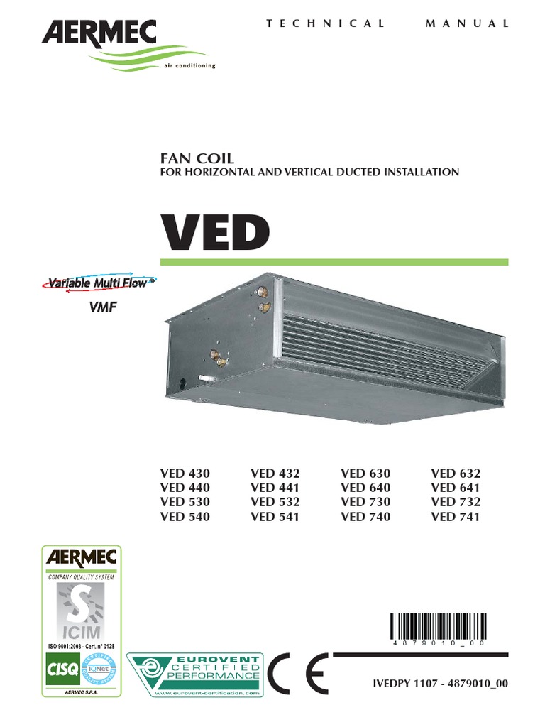 Aermec VED Technical Manual Eng | PDF | Relative Humidity | Duct (Flow)