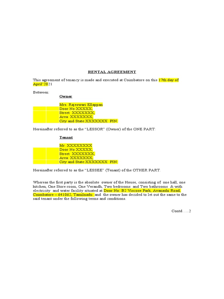 CBE Rental Agreement | PDF | Lease | Land Law
