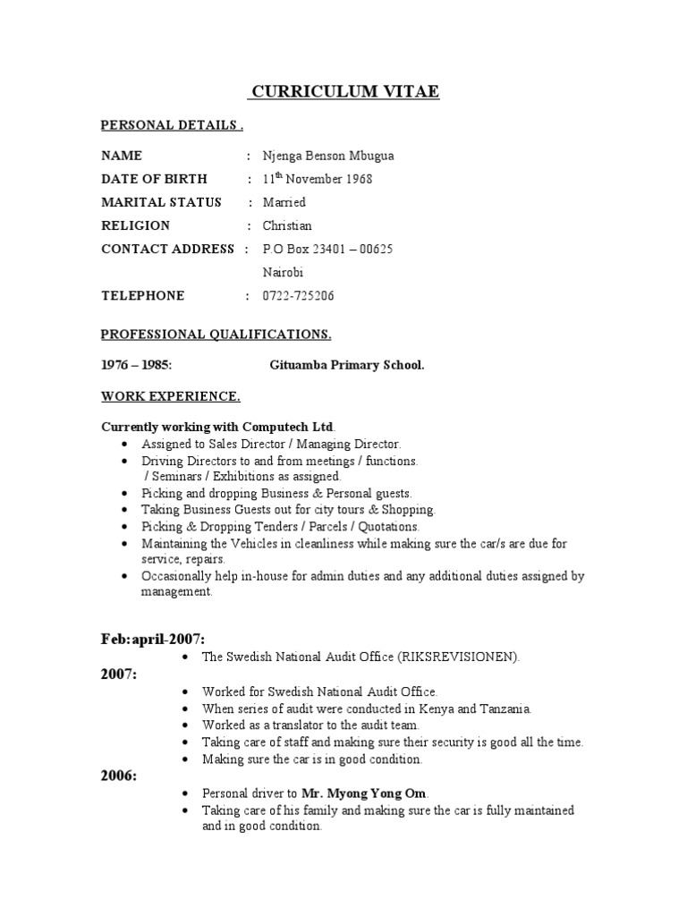 Benson CV | PDF | Business