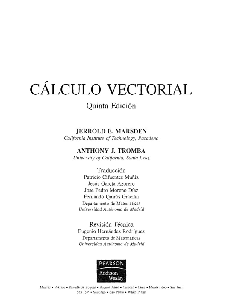Calculo Vectorial 5a Edición Marsden y Tromba | PDF