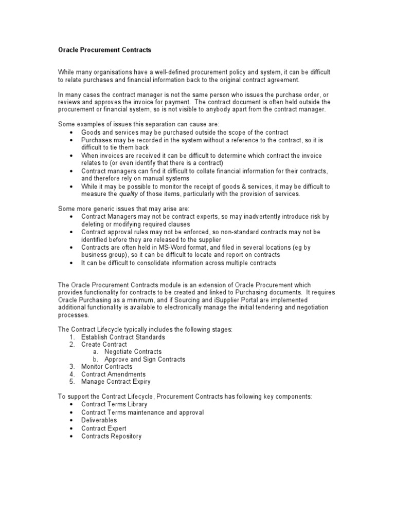 Procurement Contracts | PDF | Procurement | Invoice