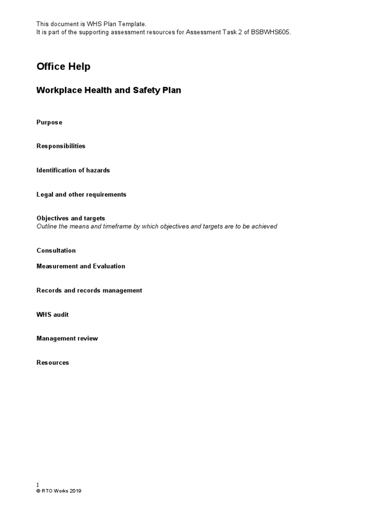 WHS Action Plan Template | PDF