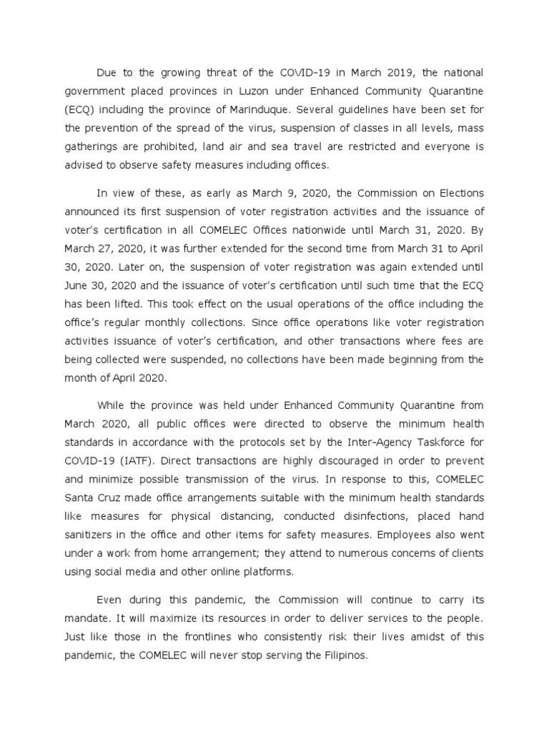 Narrative Report COMELEC | PDF