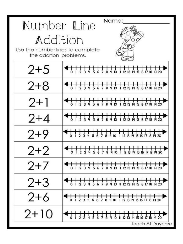 15 Printable Number Line Adding Worksheets - Numbers 1-10. Preschool ...