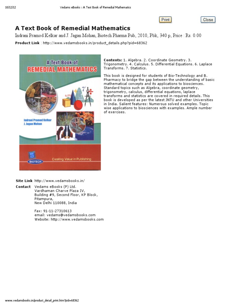 A Text Book of Remedial Mathematics Book | PDF