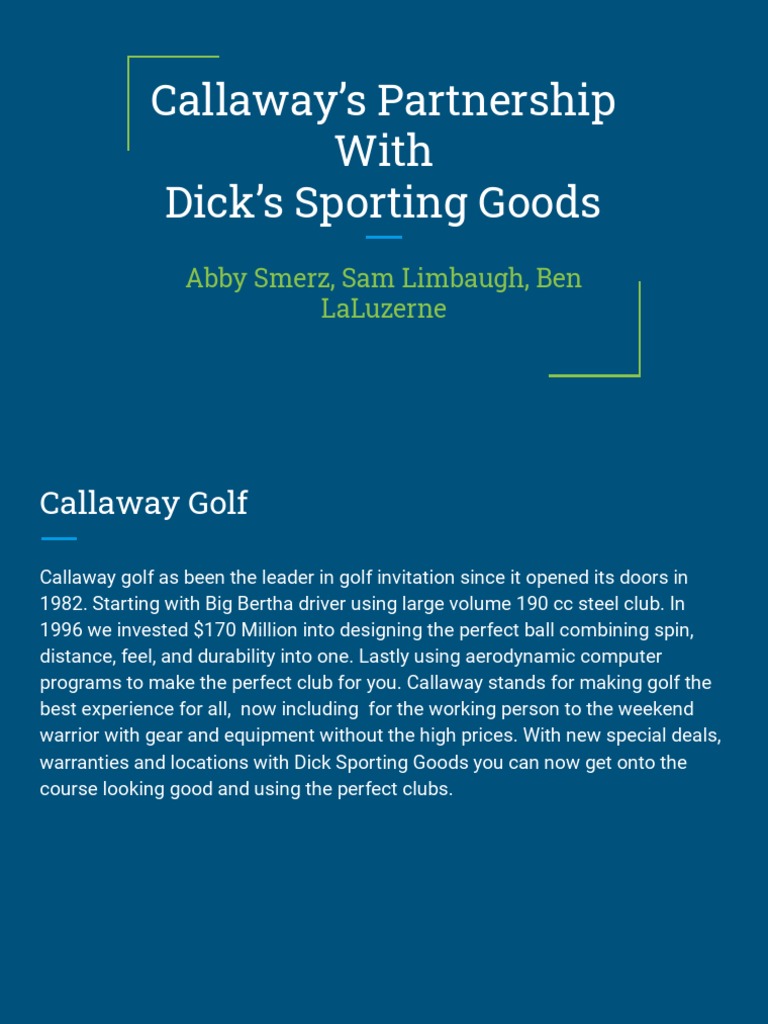 Callaway Golf and Dick's Partnership Insights | PDF | Career & Growth ...