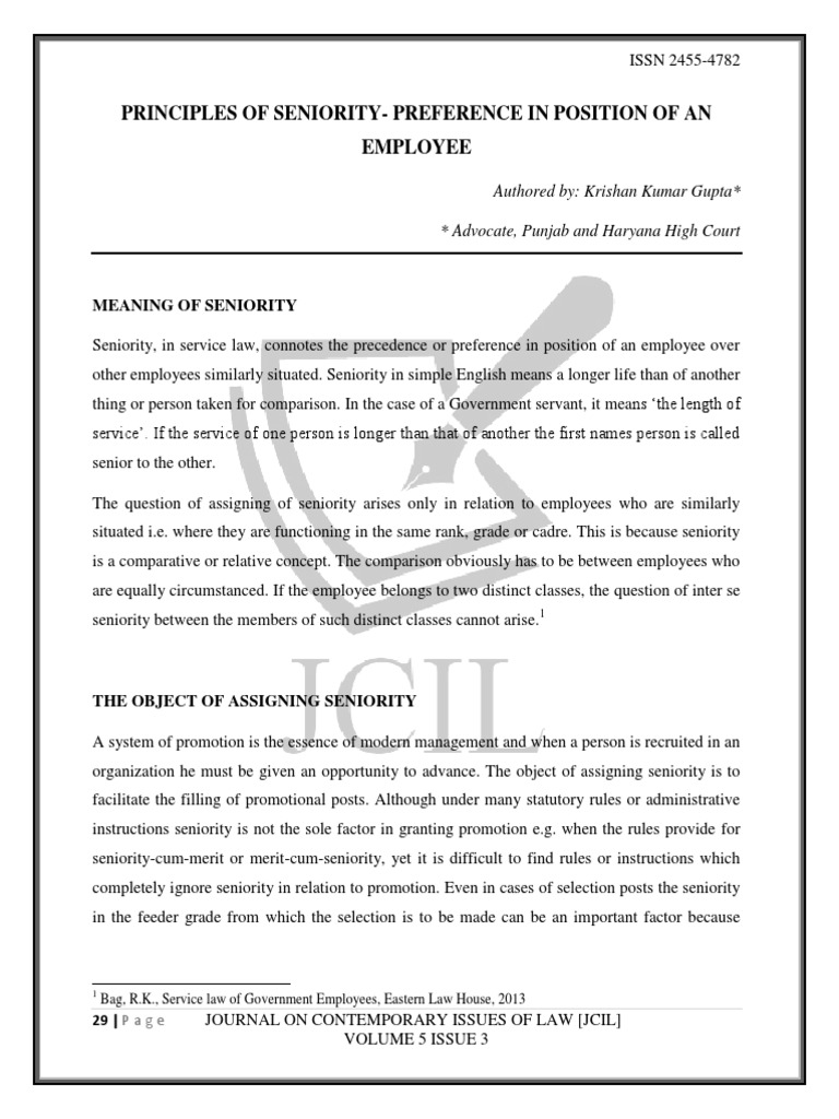 Principles of Seniority Preference in Position of An Employee 3 | PDF ...