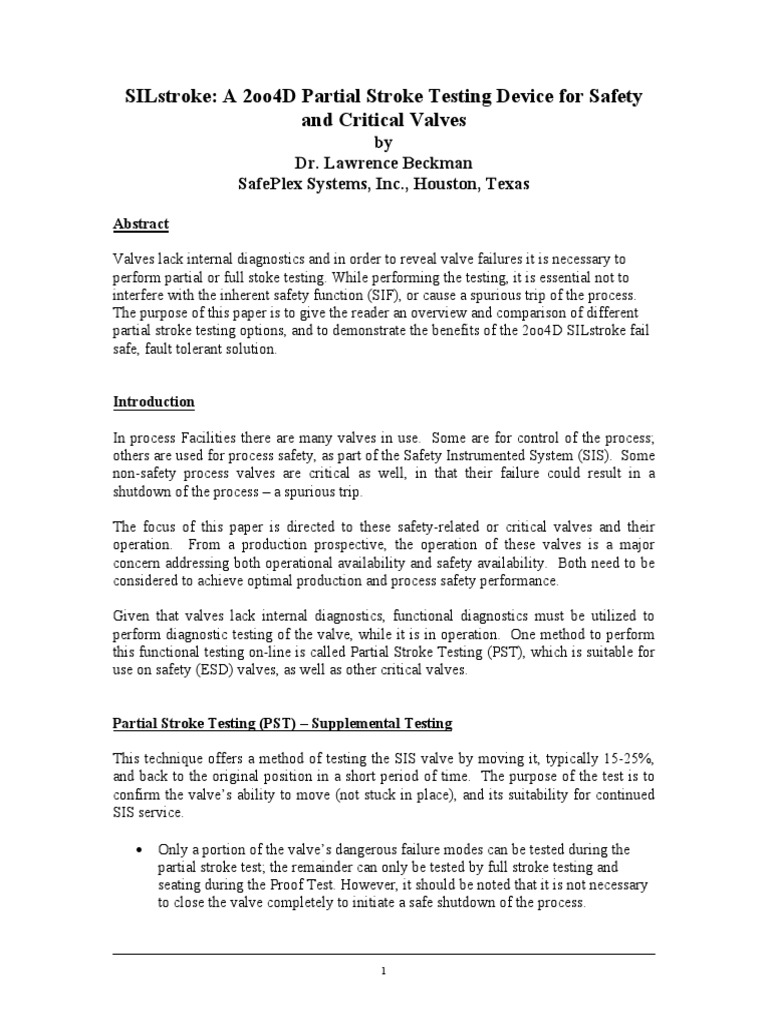 Partial Stroke Testing - R3 | PDF | Safety | Systems Engineering
