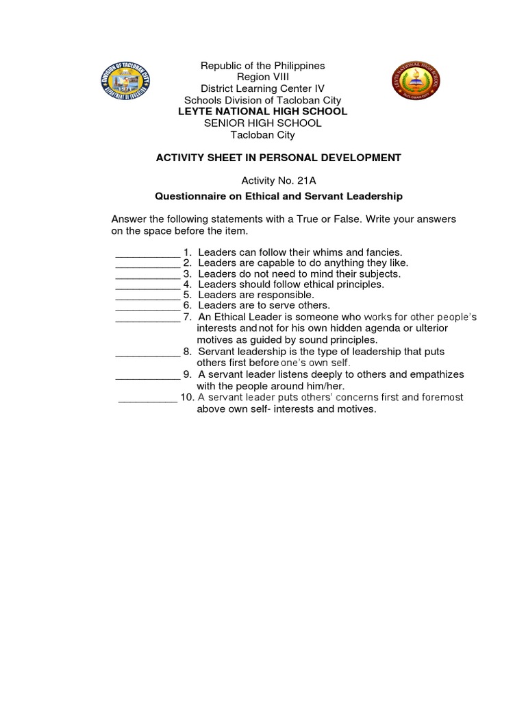 Ethical Leadership Questionnaire | PDF