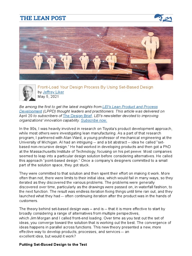 Front-Load Your Design Process by Using Set-Based Design | PDF | Toyota ...