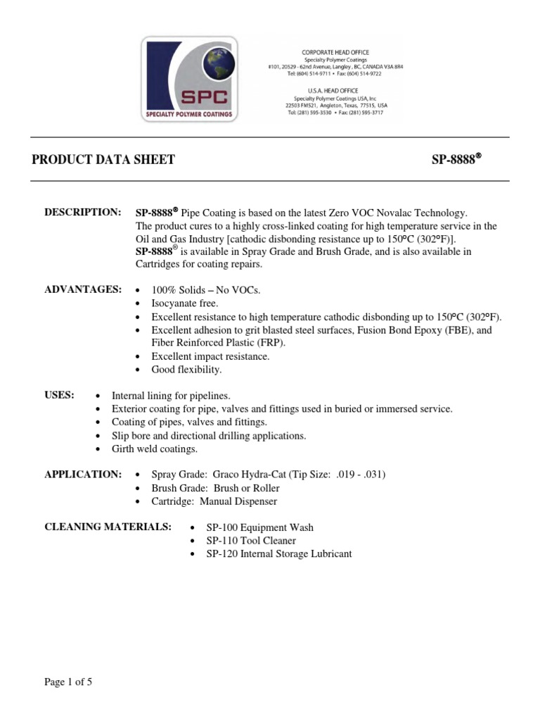 Product Data Sheet SP-8888 | PDF