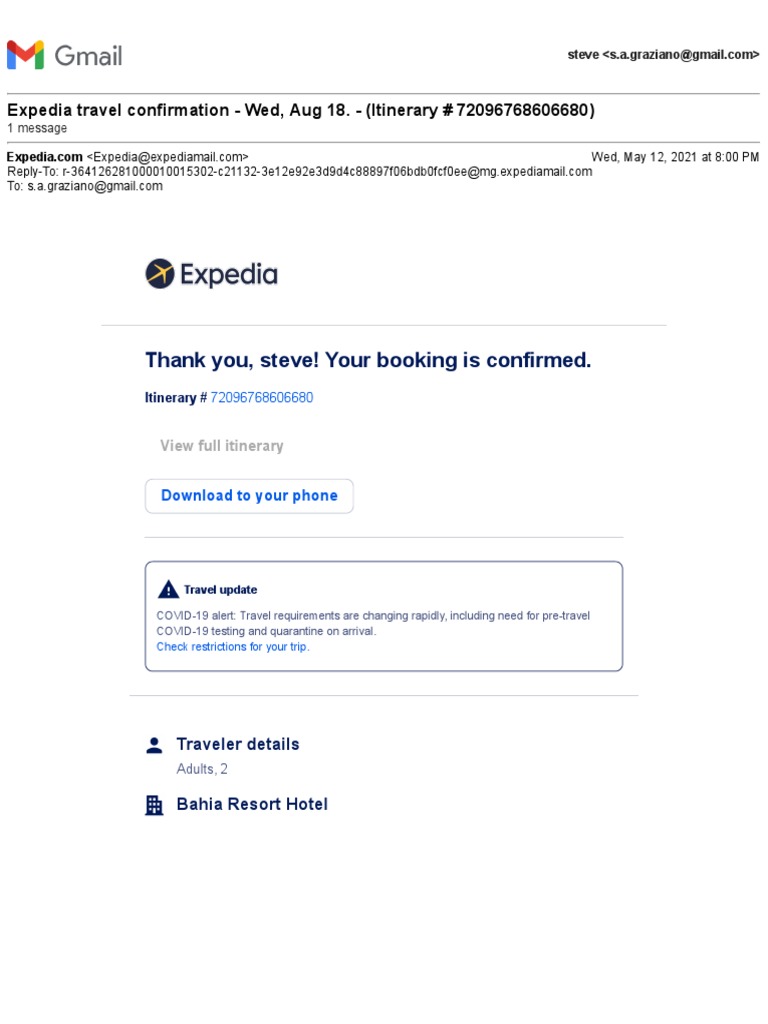 Gmail - Expedia Travel Confirmation - Wed, Aug 18. - (Itinerary ...