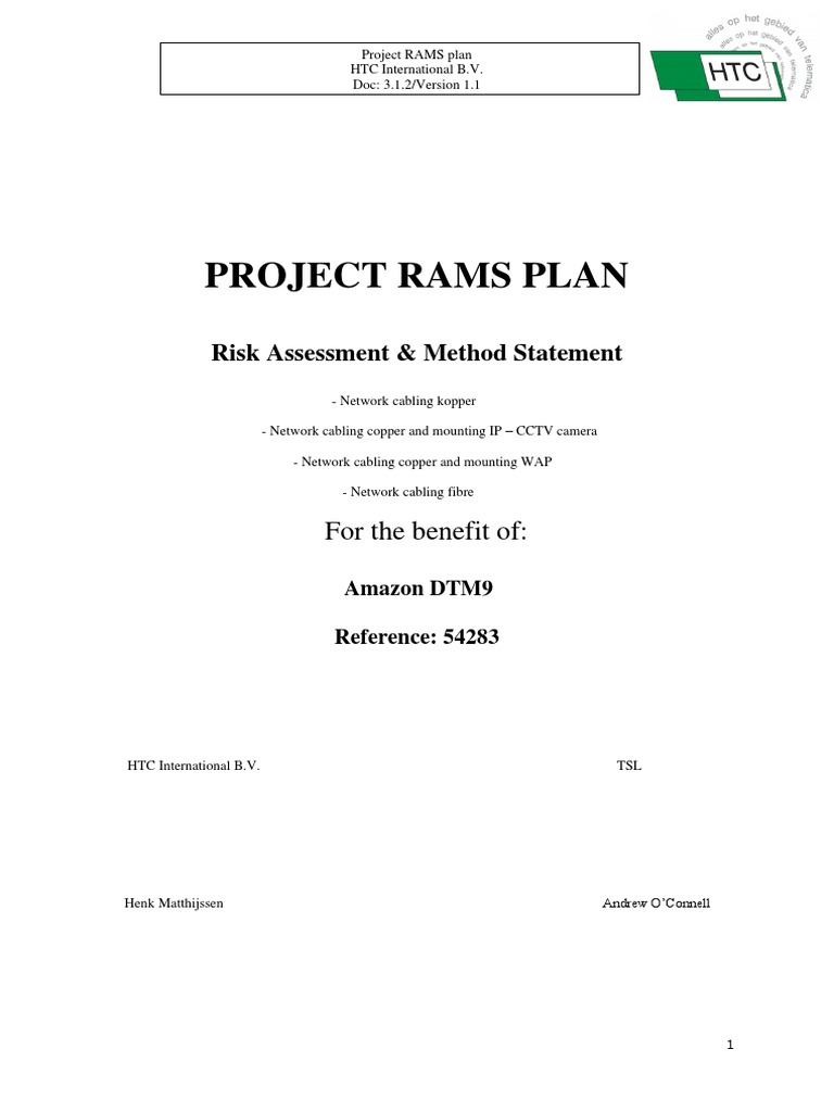 RAMS Plan Ammazon DTM9 | PDF | Scaffolding | Employment