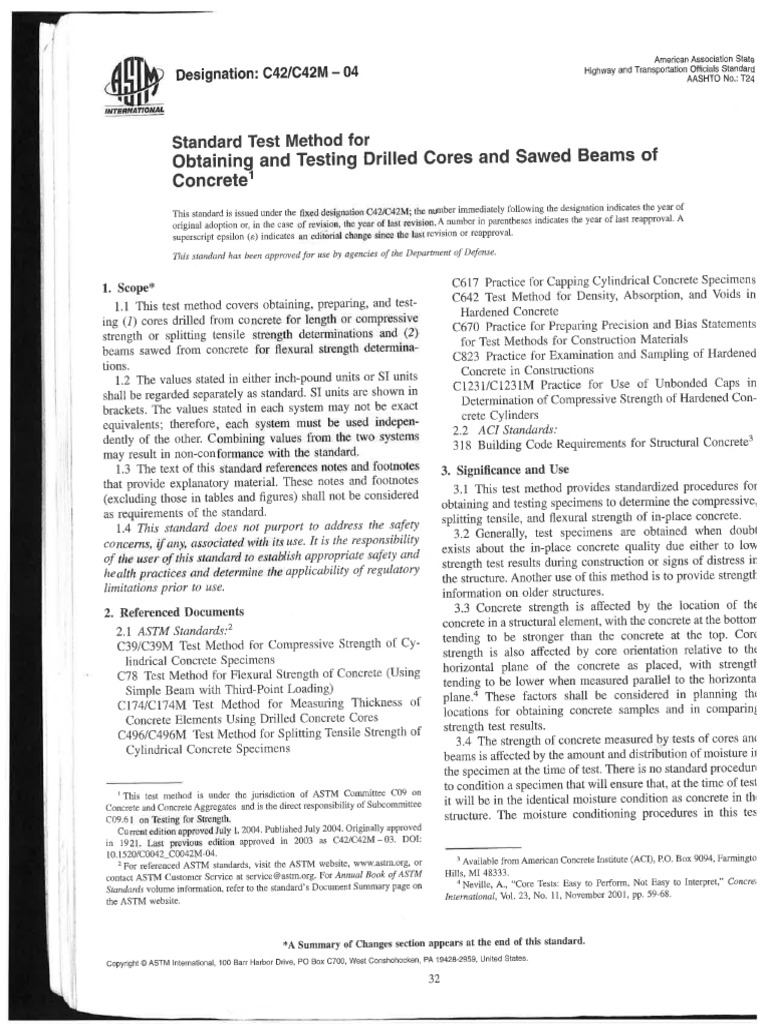 ASTM C42 - Drilled Cores | PDF