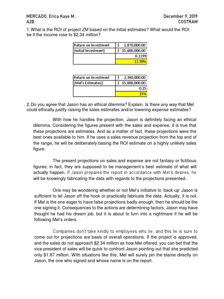 What Is The ROI of Project ZM Based On The Initial Estimates | PDF ...