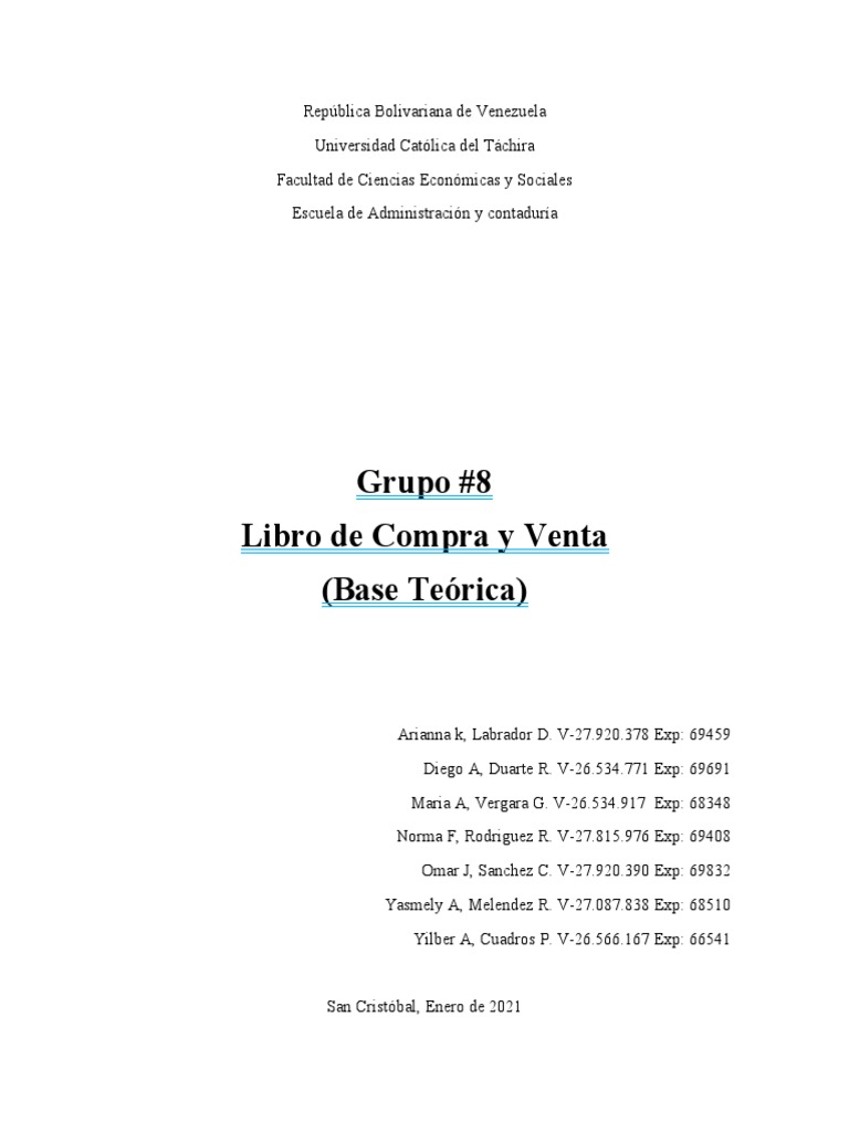 Libro de Compra y Venta. República Bolivariana de Venezuela | PDF | Impuestos | Contabilidad