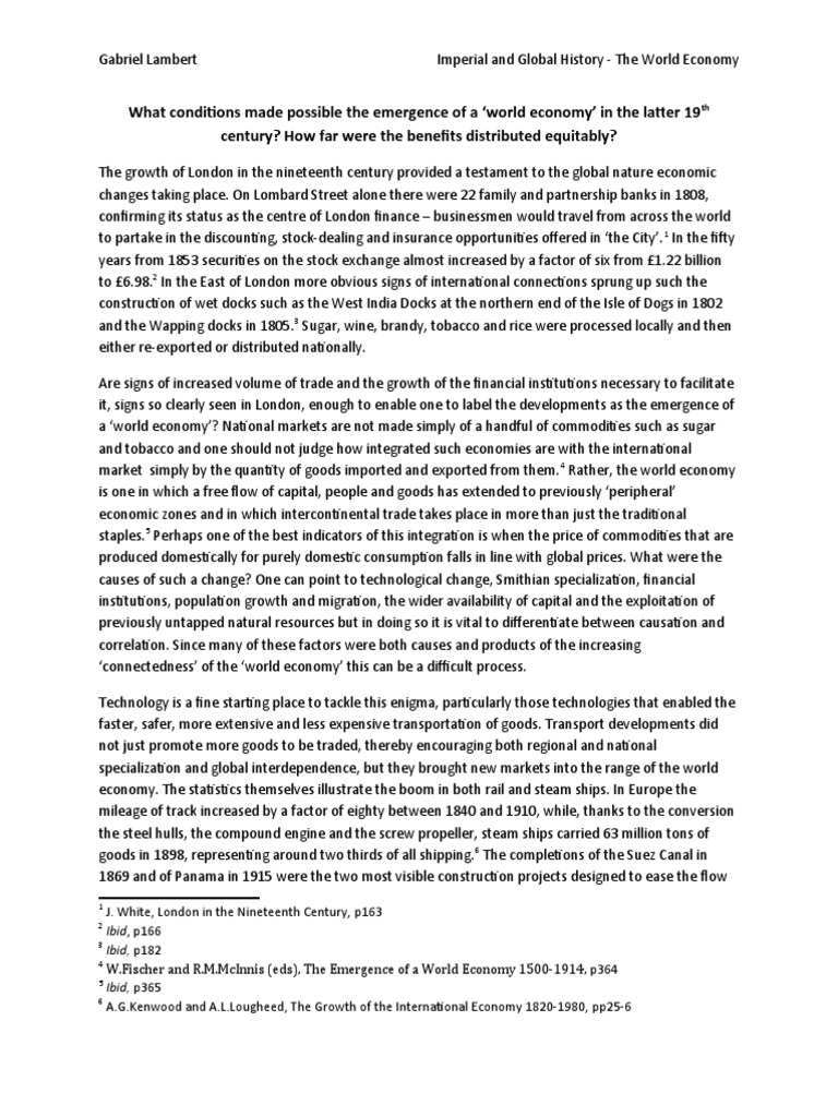 What Conditions Made Possible The Emergence of A World Economy' in The ...