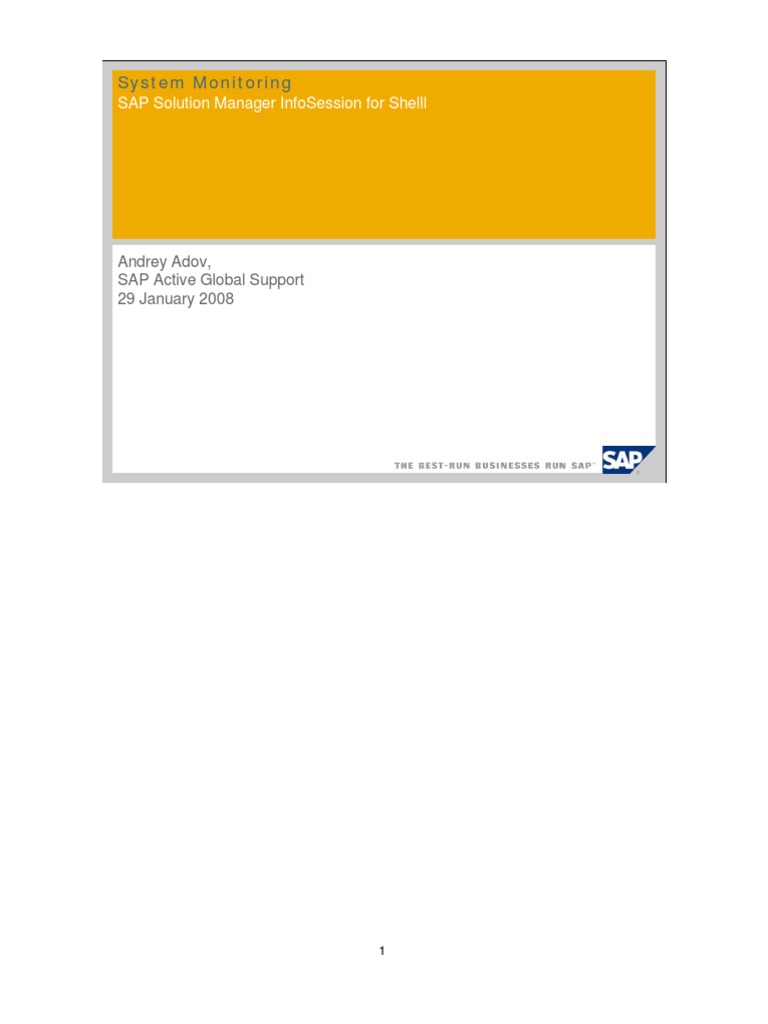 System Monitoring: Sap Solution Manager Infosession For Shelll | PDF ...