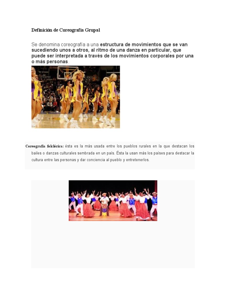 Definición de Coreografía Grupal | PDF | Patinaje Artístico | Bailes