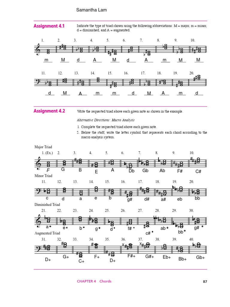 Music Theory Book Chapter 4.1 & 4.2 Triads | PDF | Musical Compositions ...