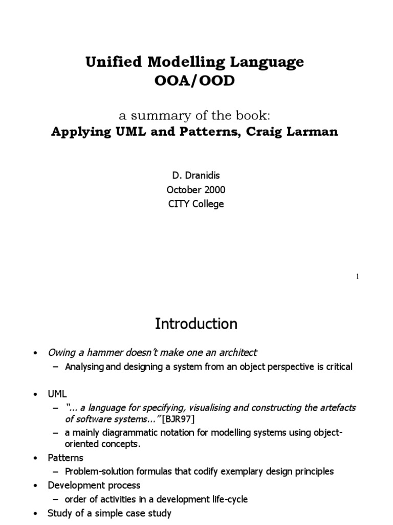 Unified Modelling Language Ooa/Ood: A Summary of The Book | PDF ...