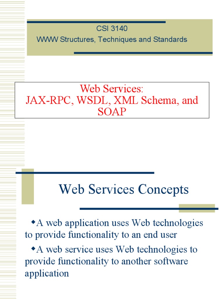 Web Services Jax Rpc Wsdl Xml Schema And Soap Csi 3140