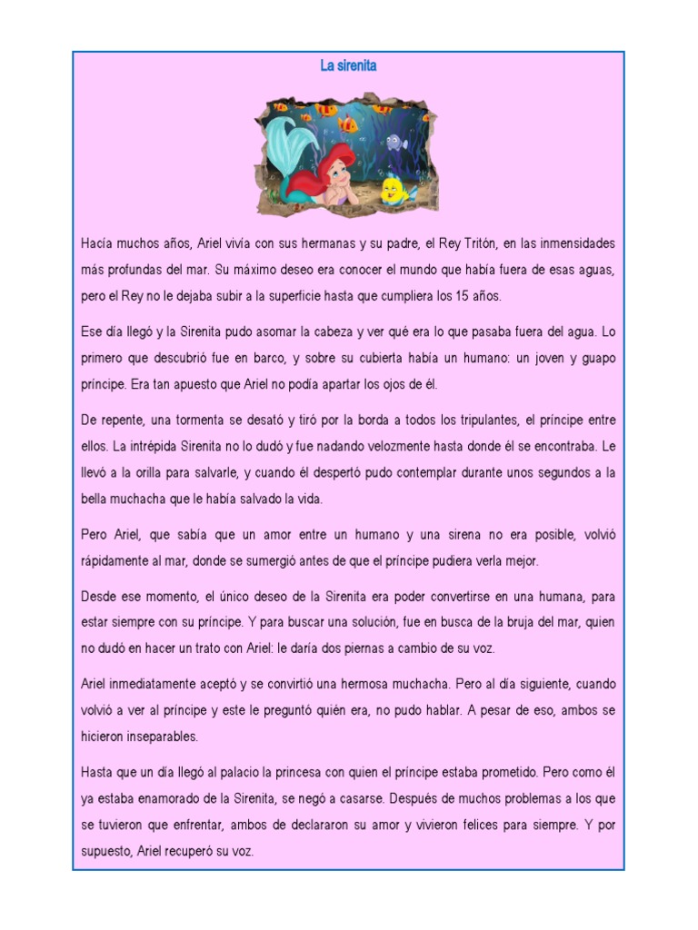 Cuento La Sirenita. | PDF