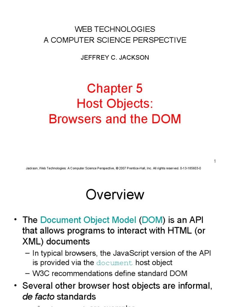 Host Objects: Browsers and The DOM: Web Technologies A Computer Science ...