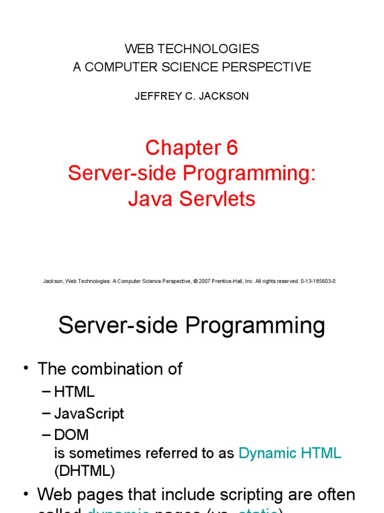 Server-Side Programming: Java Servlets: Web Technologies A Computer Science Perspective | PDF ...