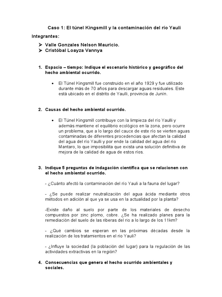 Contaminación río Yauli planta Kingsmill | PDF | Contaminación | Agua