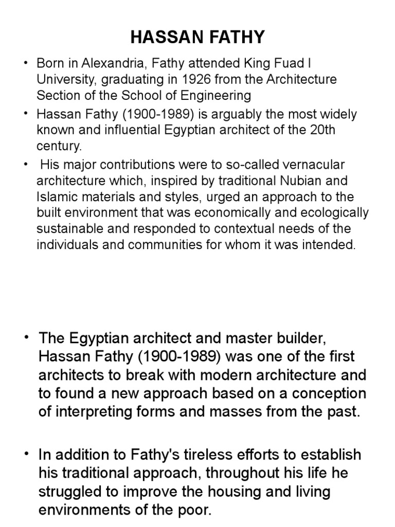 Hassan Fathy | PDF | Egypt | Economic Sectors