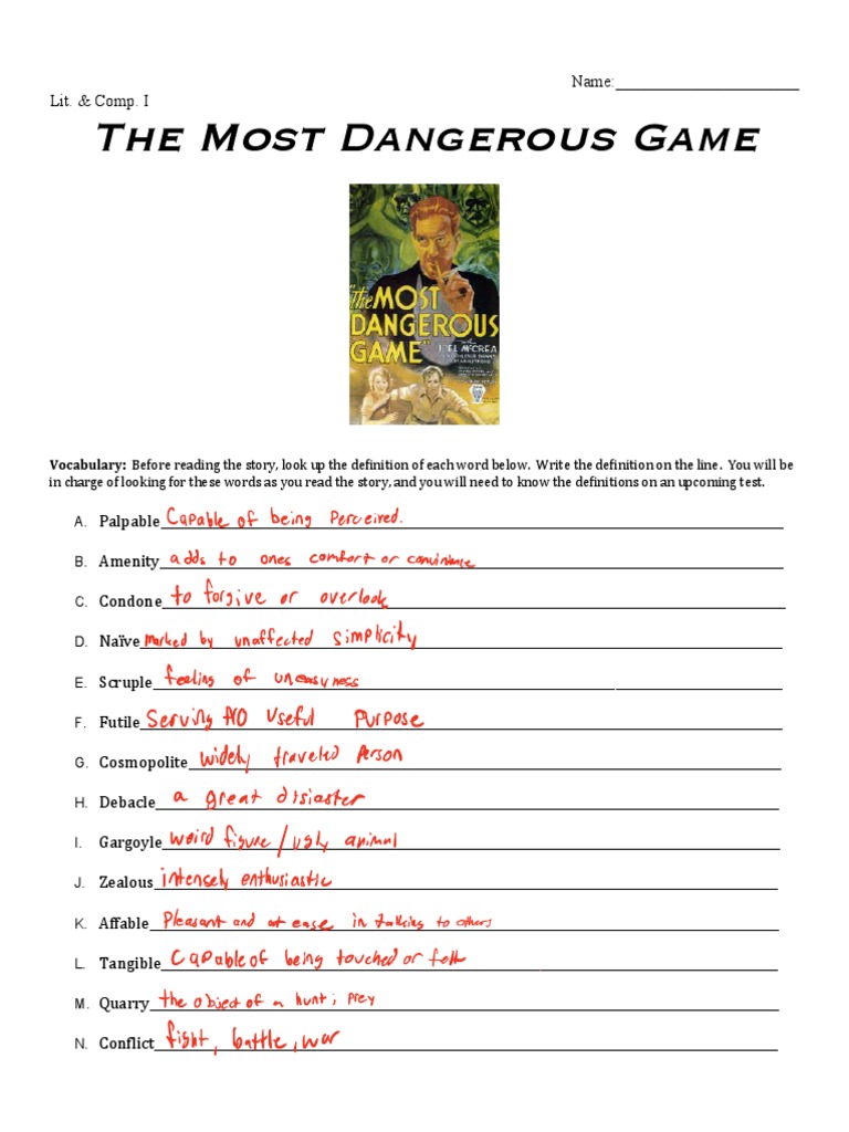 Vocabulary Preparation: Defining Key Words for Understanding 'The Most ...