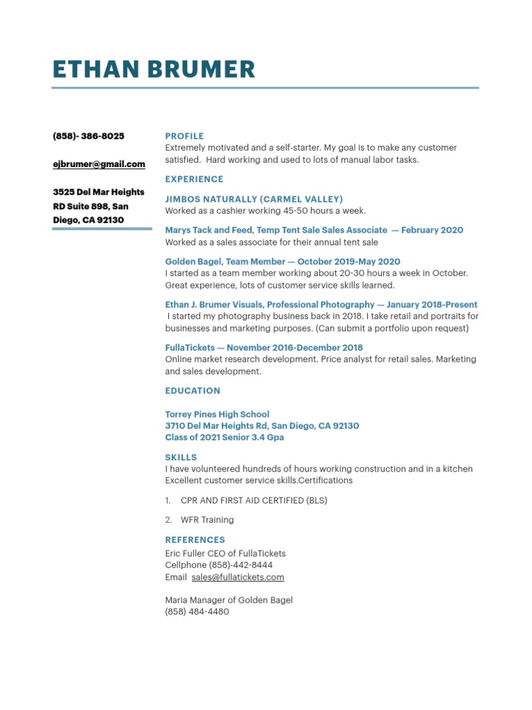 Resume - Ethan 1 | PDF