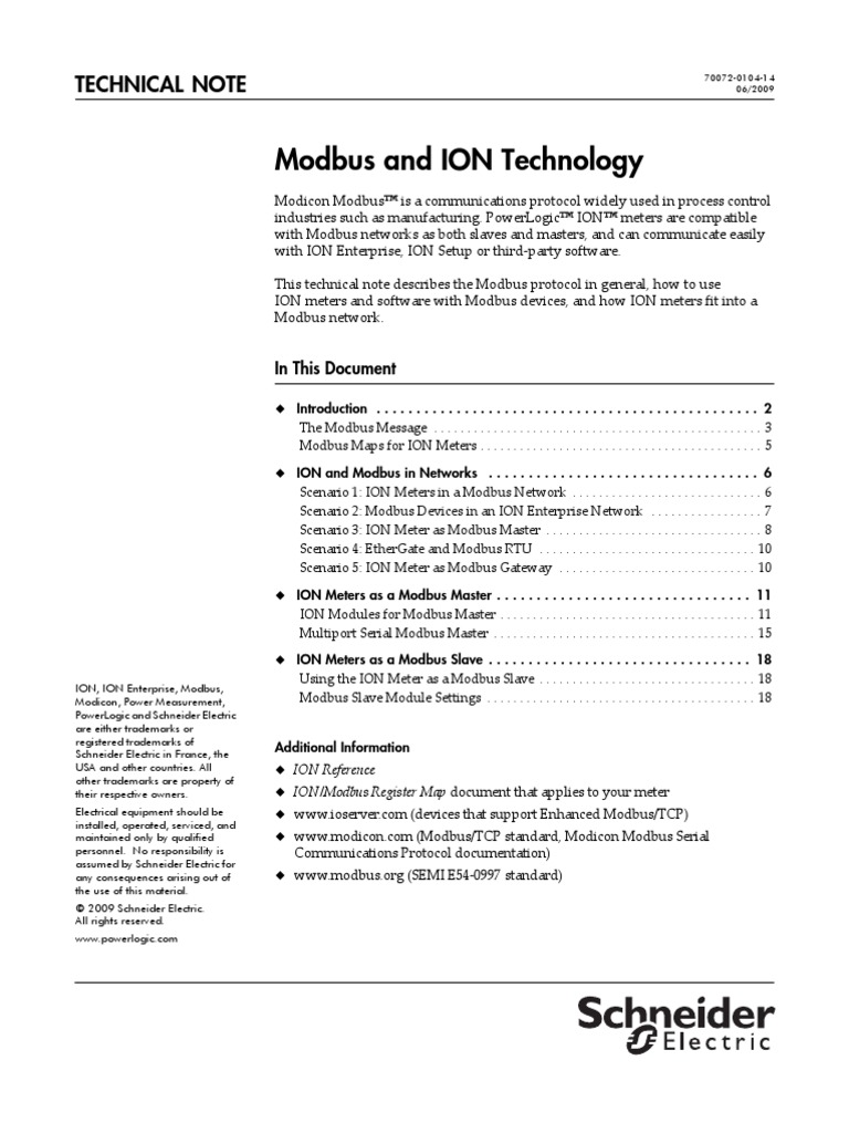 Modbus and ION Technology: Technical Note | PDF | Internet Protocol Suite | Port (Computer ...