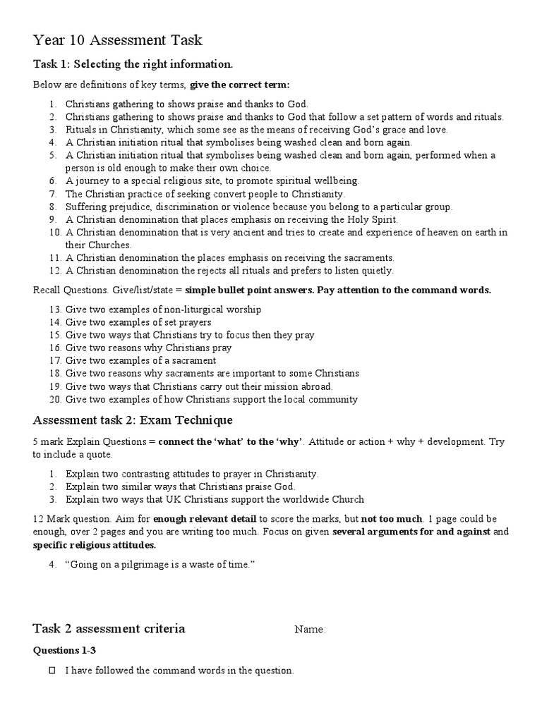 Year 10 Assessment Task: Task 1: Selecting The Right Information | PDF ... Year 10 Assessment Task: Task 1: Selecting The Right Information | PDF ...
