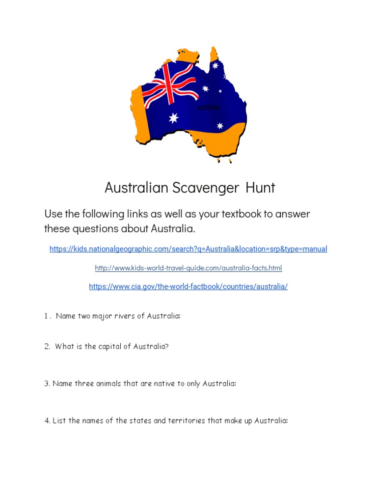 Australian Scavenger Hunt 2021.docx (1) Onlevel | PDF