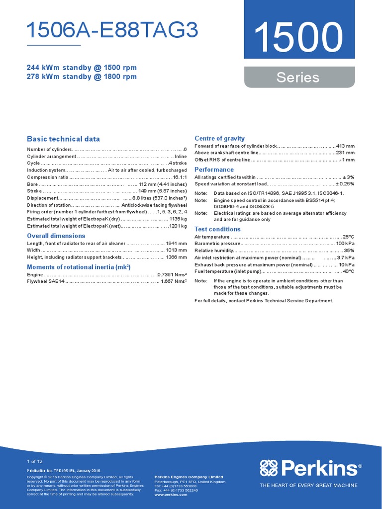 1506a E88tag3 - 250 Kva | PDF | Turbocharger | Fuel Injection
