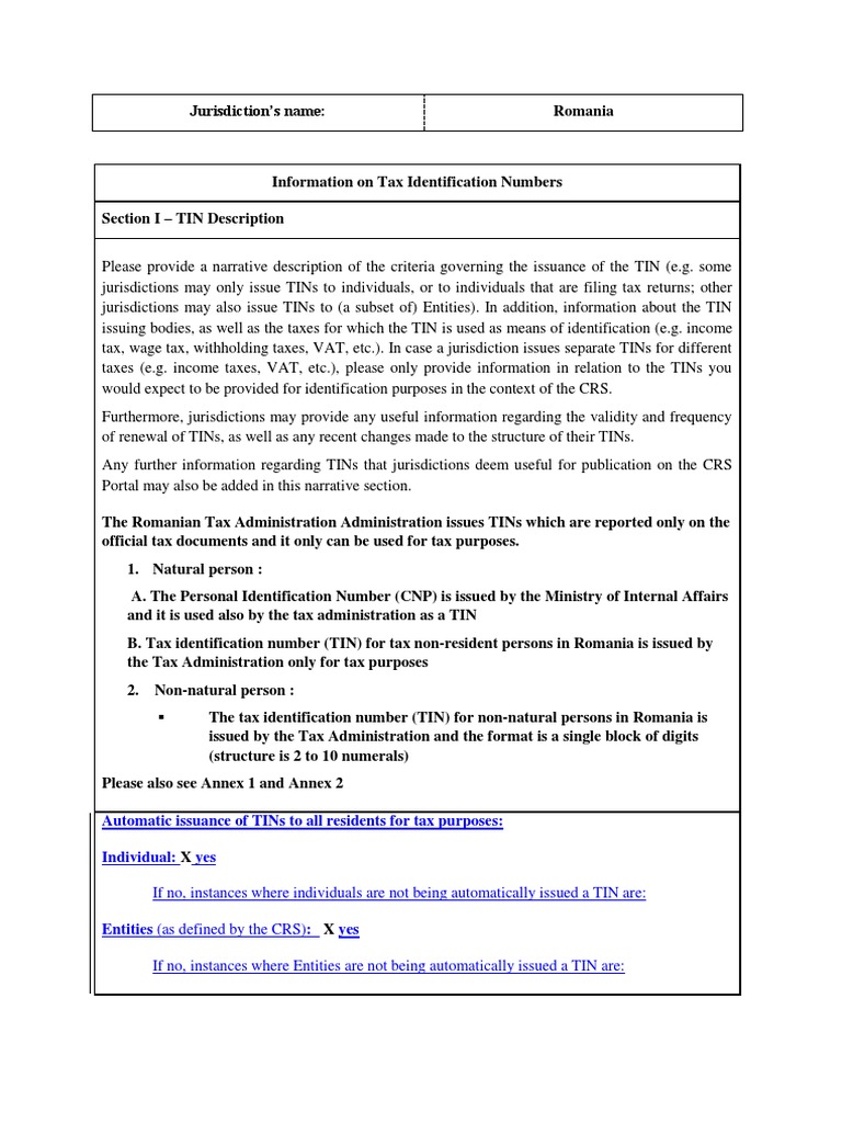 Automatic Issuance of Tins To All Residents For Tax Purposes ...