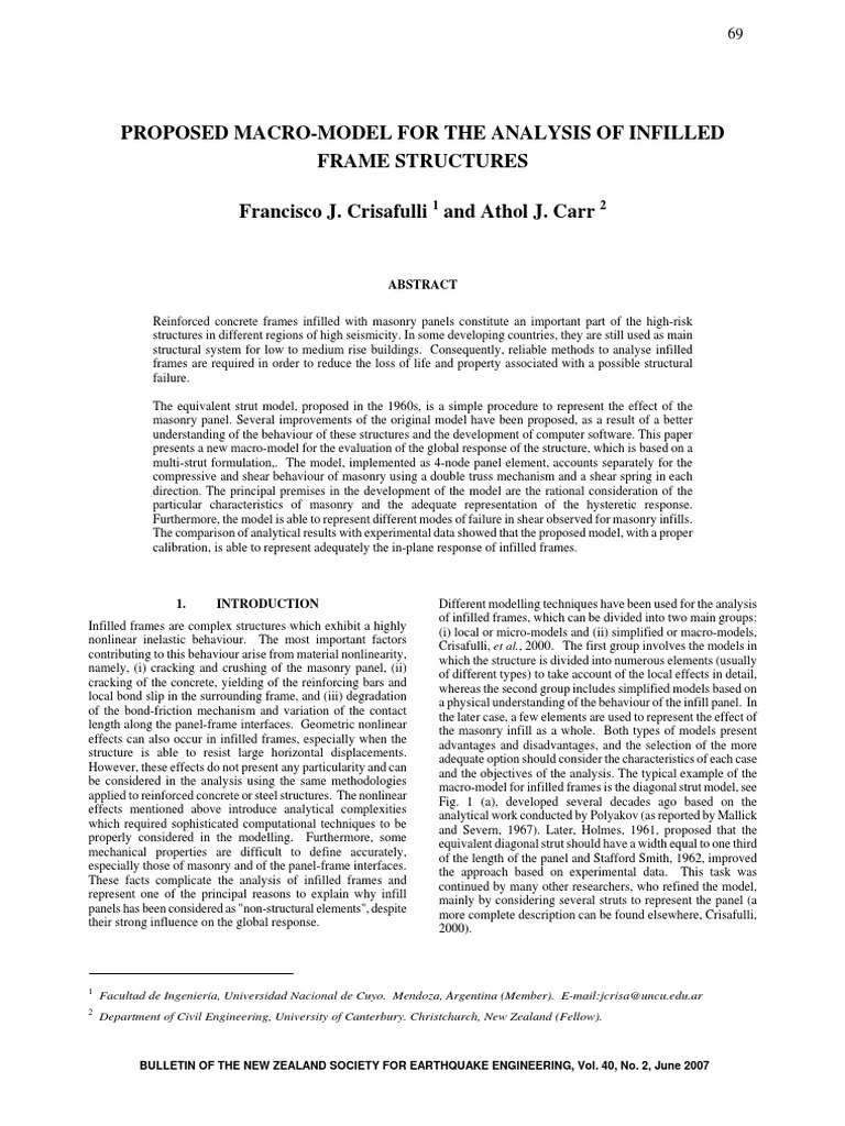 2007 - Proposed Macro-Model For The Analysis of Infilled Frame ...