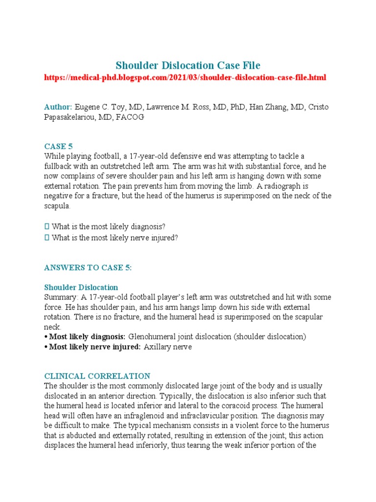 Shoulder Dislocation Case File | PDF | Arm | Musculoskeletal System