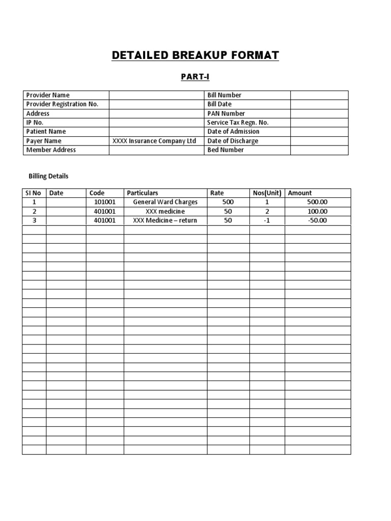 Hospital Bill Breakup Format | PDF | Law